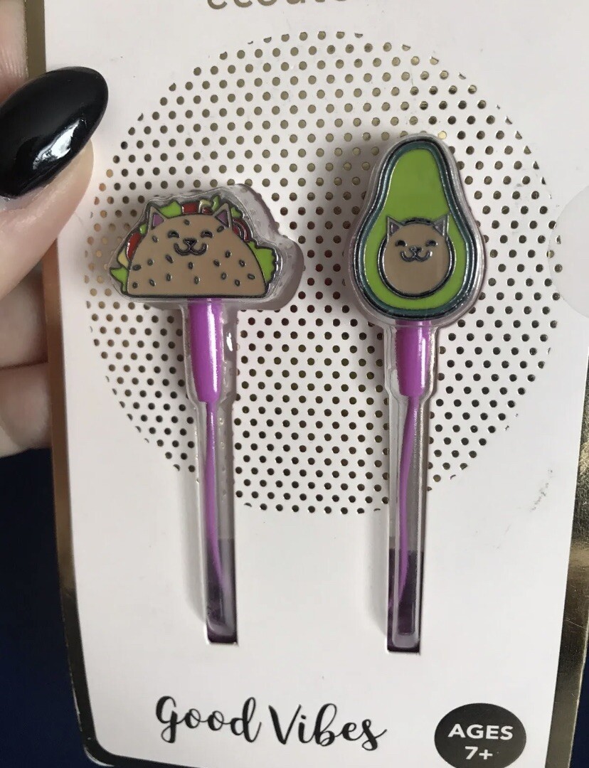 DCI Good Vibes Taco Cat Avocado Earbuds | eBay