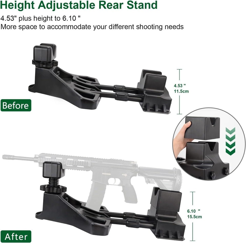 Shooting Rest for Rifles Adjustable, Non-Slip Front & Rear Shooting ...