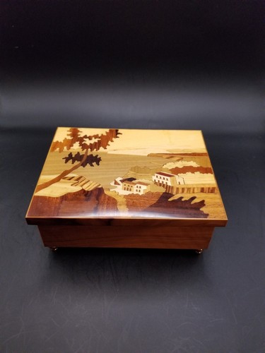 Notturno inlaid wooden intarsio music box made in Sorrento Italy plays ...
