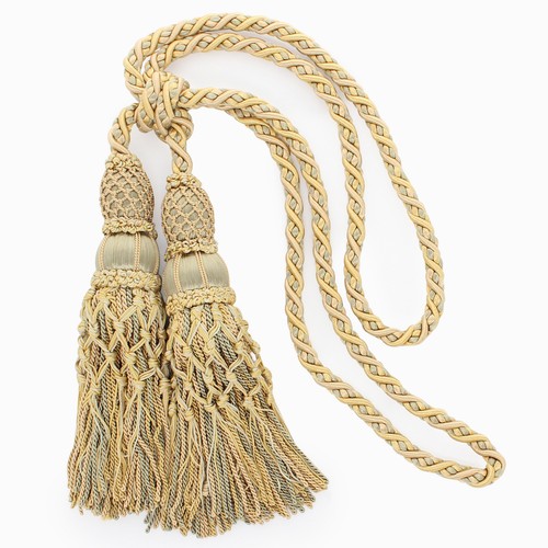 10" Double Tassel Tieback EL07 Champagne Gold, Green Mist - EL07 ...