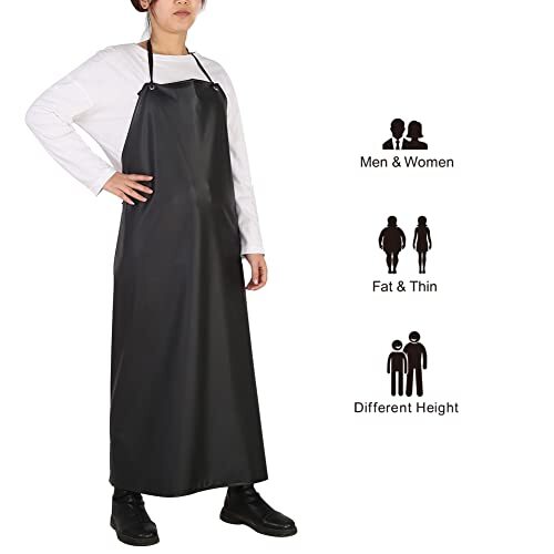 Chemical Resistant PVC Apron - Black Plus Size Unisex Waterproof Vinyl ...