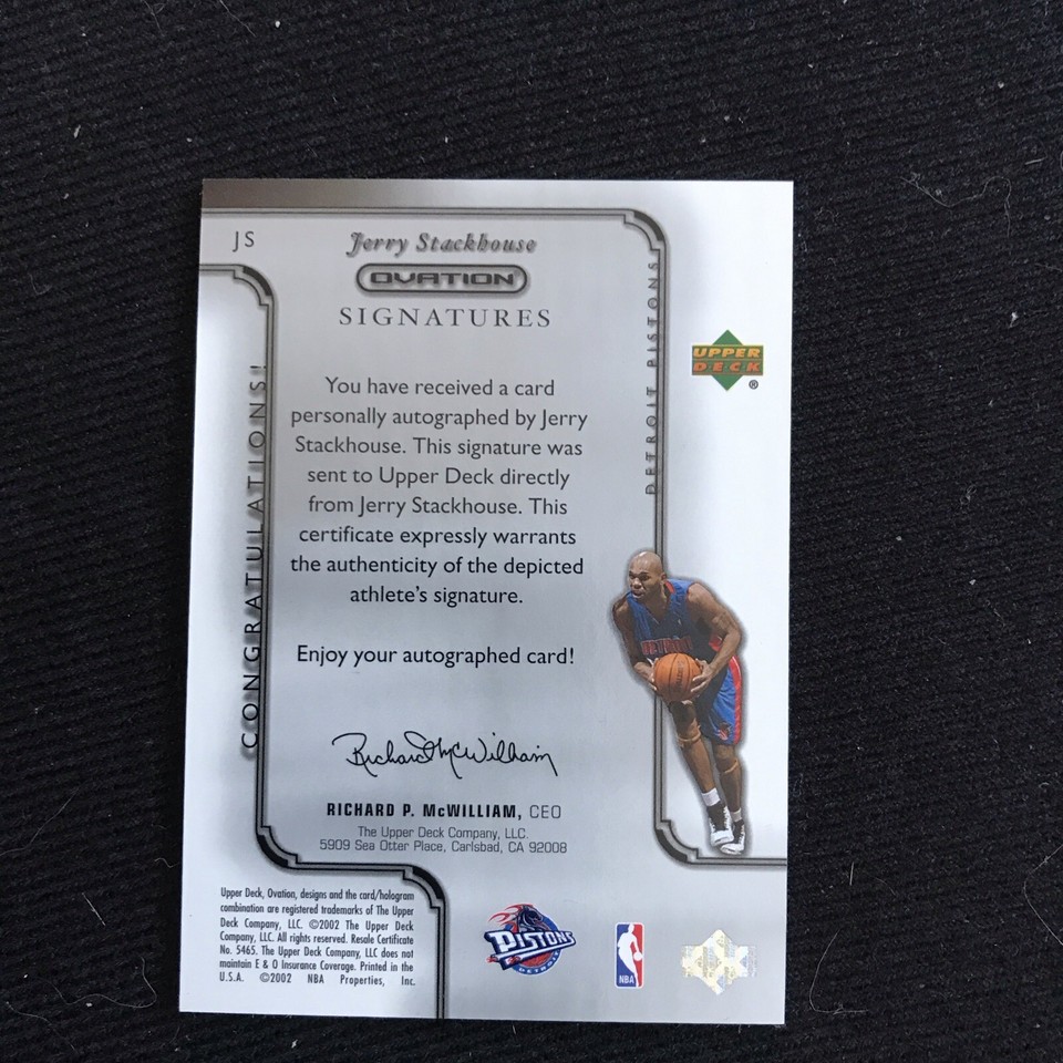 2002-03 Ovation Jerry Stackhouse Autograph Auto #JS Pistons | eBay