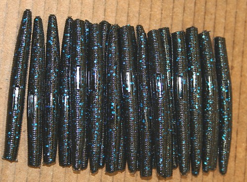 50 pack 3" Stick Senko Style Black Blue Fleck Bulk Bag Bass Lure ...