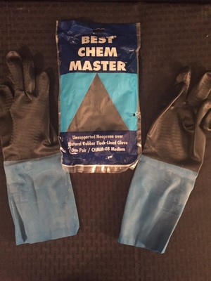 QTY PAIR, NEW BEST CHEM MASTER Natural Rubber Flock-Lined Gloves CHMM ...