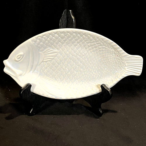 1957 McCoy Pottery Oven Proof Embossed Fish Serving Platter 12 1/4"x6 1 ...