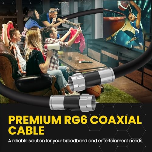 RG6 Coaxial Cable with F Connectors, High Speed Internet and TV Cord 6ft Black | eBay
