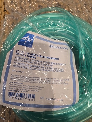 Medline HCS4550GB 50’ Green Crush Resistant Oxygen Tubing Standard ...