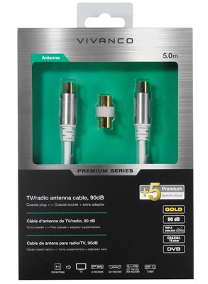 Vivanco Cavo Coassiale 5m Cavo Antenna Full Digital HD TV 4K HD+ HDR ...