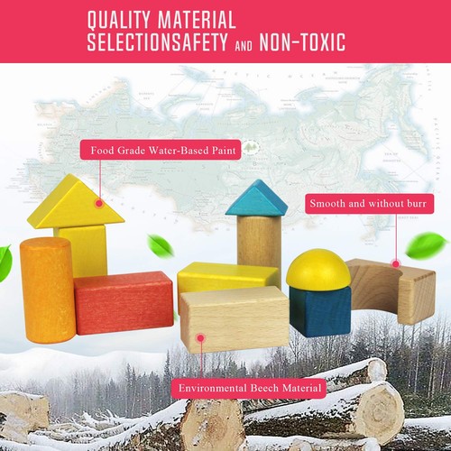 Wooden Building Blocks Set for - Rainbow Stacker Stacking Game ...