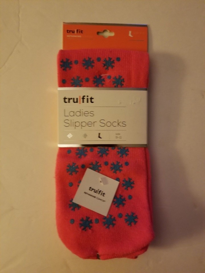 Tru Fit Womans Slipper Socks Size 9-11 Non Slip Grip Bottoms NWT | eBay
