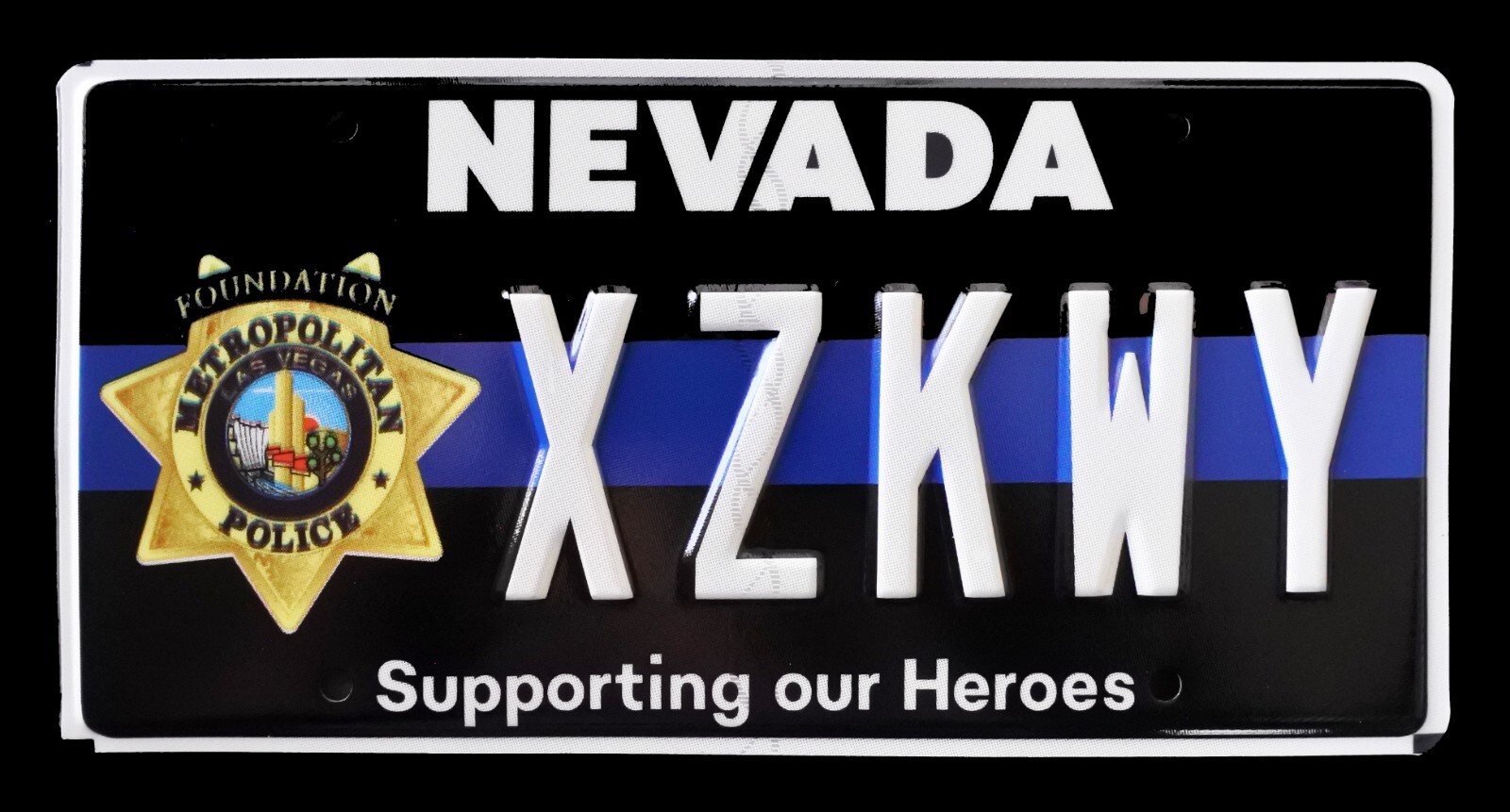 NEVADA GRAPHIC LICENSE PLATE " XZKWY " SUPPORTING OUR HEROS LAS VEGAS ...