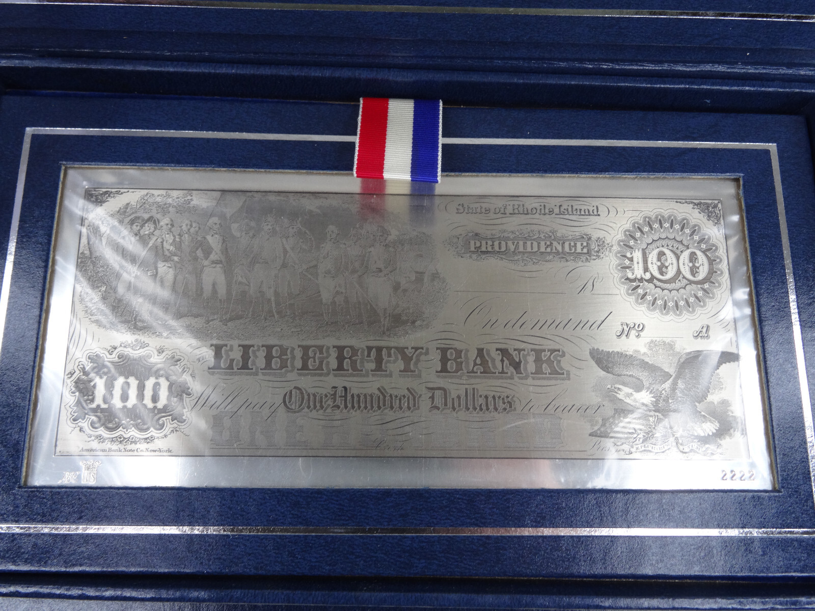Liberty Bank Sterling Silver Bank Note Historic American Currency 4.6 ...
