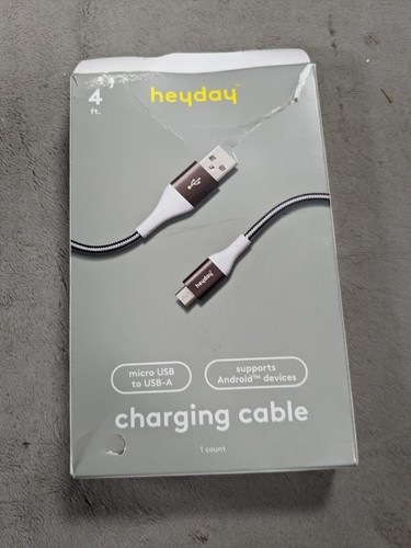 Heyday 4ft Charging Cable Micro USB to USB-A Braided Cable White ...