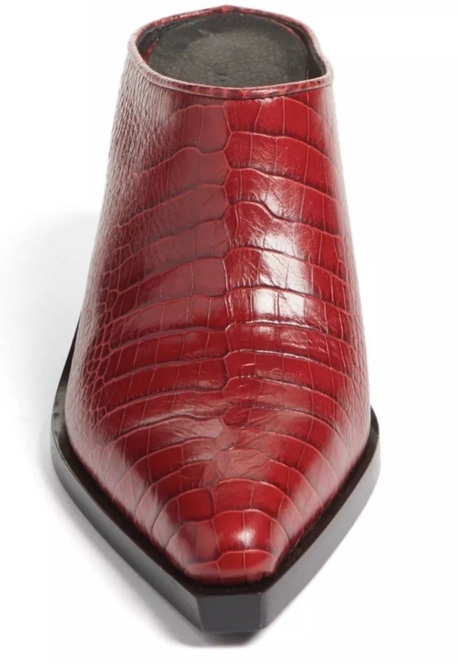 NEW $595 RAG & BONE Santiago Red Black Leather Mules Pointed Toe Wedge ...