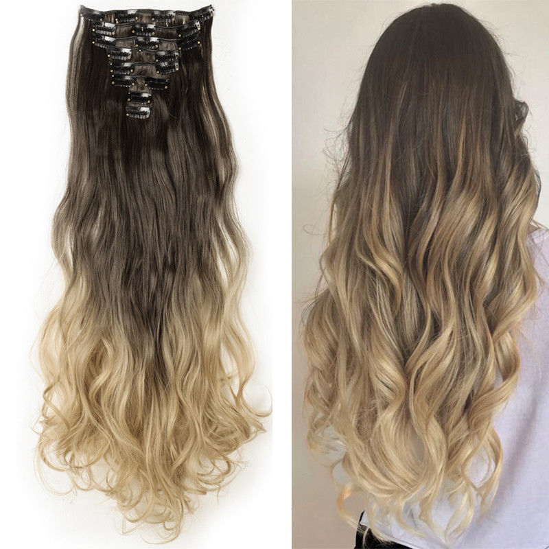 ON CLEARANCE Clip in 100% Real Natural as Human Hair Extensions 8 Pcs ...