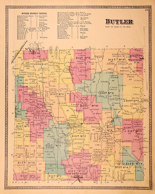Pre-1900 - Butler Antique Map Of The World