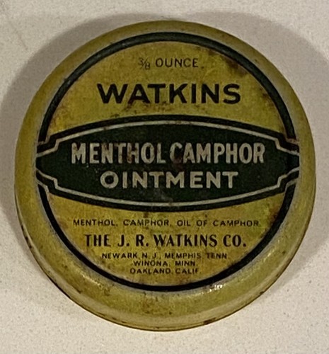 Watkins Menthol Camphor Ointment Tin Vintage Newark Memphis Winona w ...