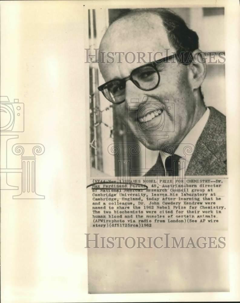 1962 Press Photo Nobel Prize winner Dr. Max Ferdinand Perutz of ...