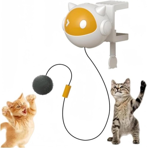 Automatic Lifting Up and Down Pet Interactive Cat Toy Feather Ball ...