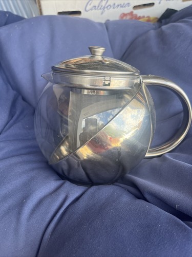 Vintage Bodum Tea Pot Clear Glass Carafe Lid Infuser Insert French ...