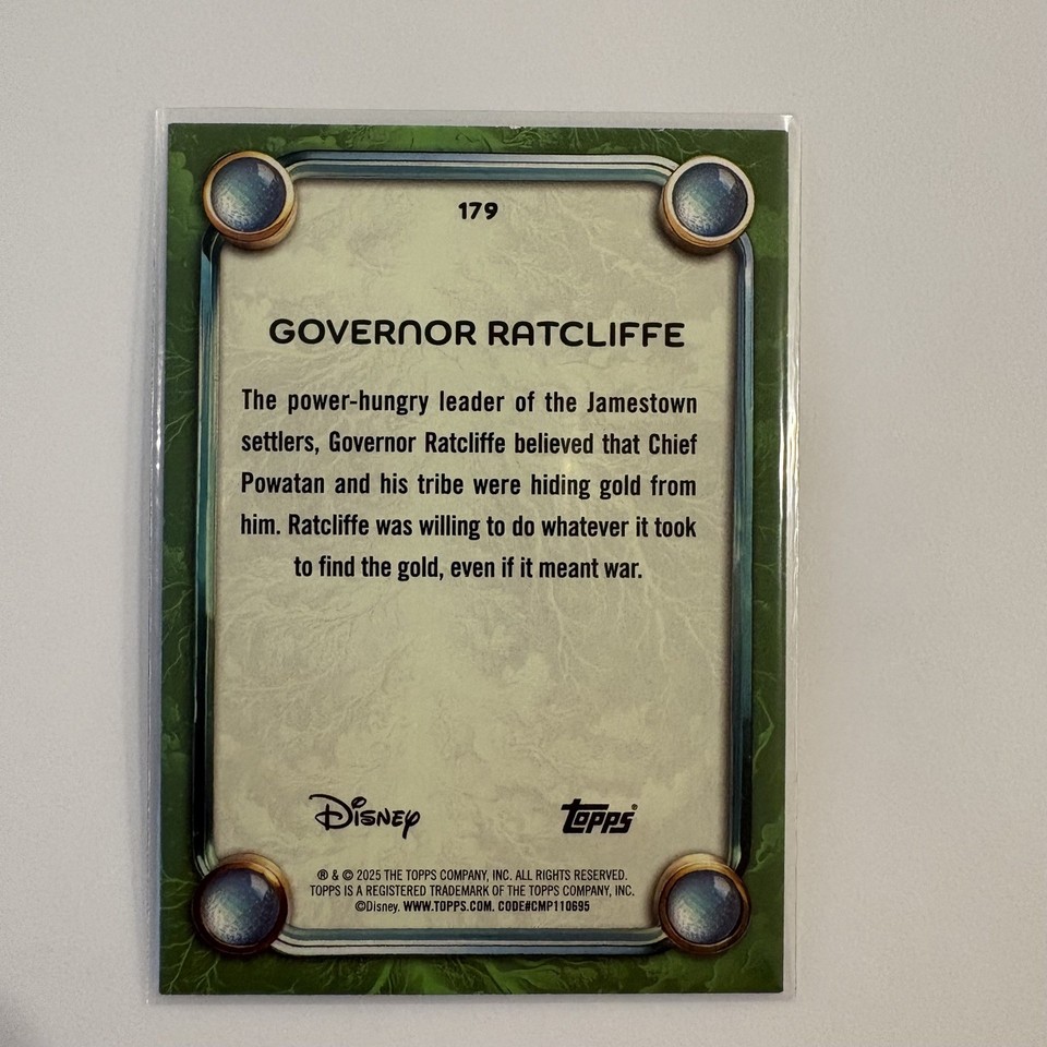 Governor Ratcliffe 2025 Topps Disney Wonder Live-Action Villain #179 | eBay