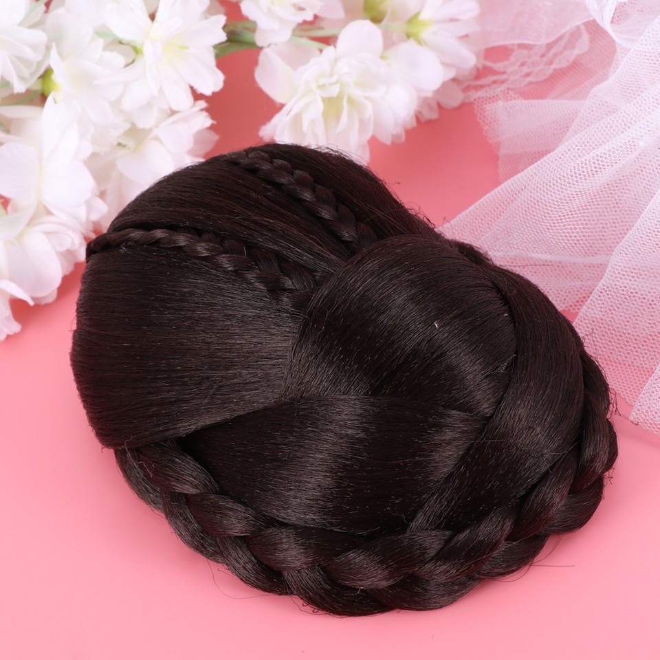 1PC Braided Chignon Wig Synthetic Fiber Hair Extension Bun Hairpiece ...