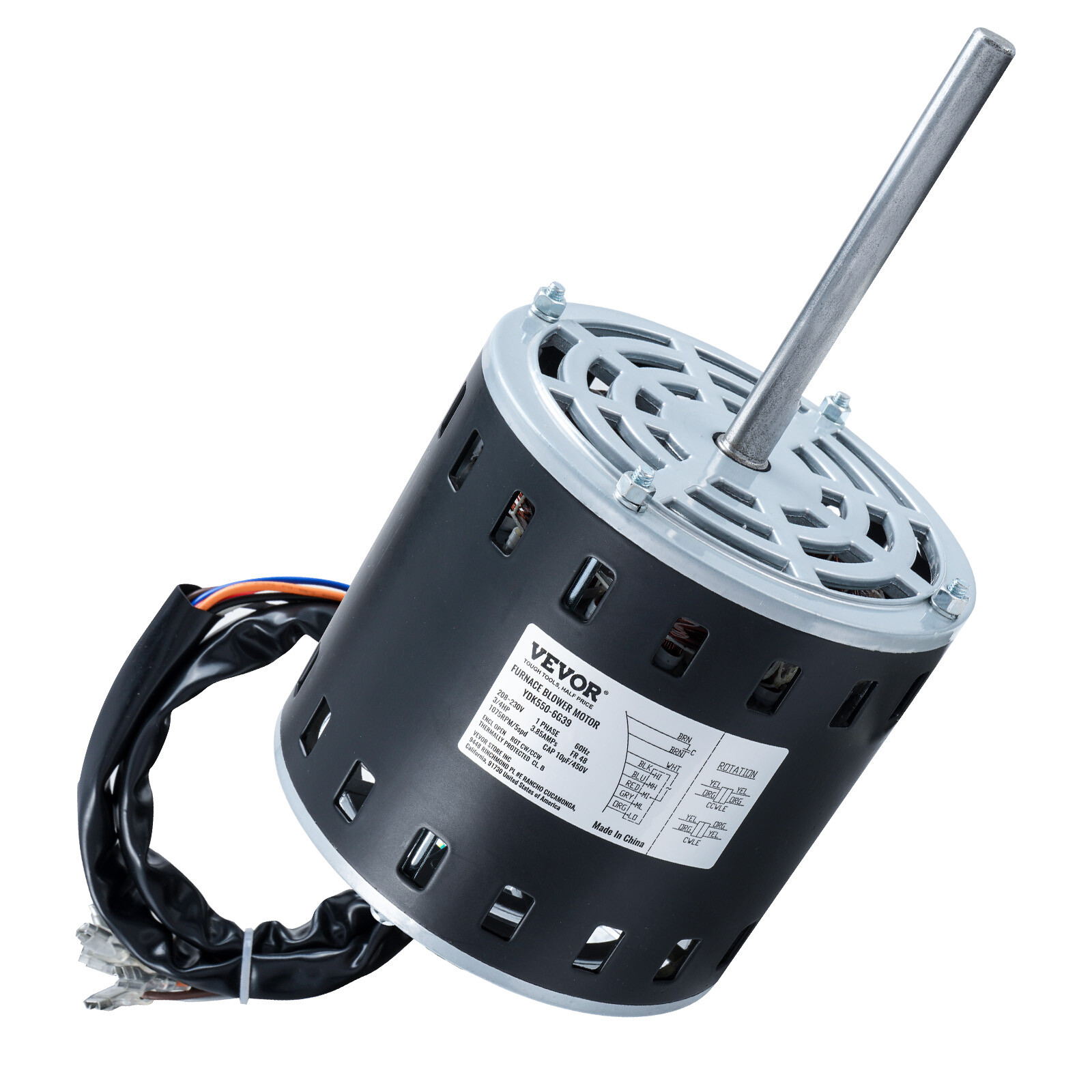 VEVOR 3/4HP Furnace Blower Motor 208-230V 3.85A 1075RPM 5 Speed 48 ...