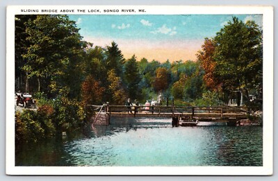 Maine Songo River Sliding Bridge Above The Lock Vintage Postcard | eBay
