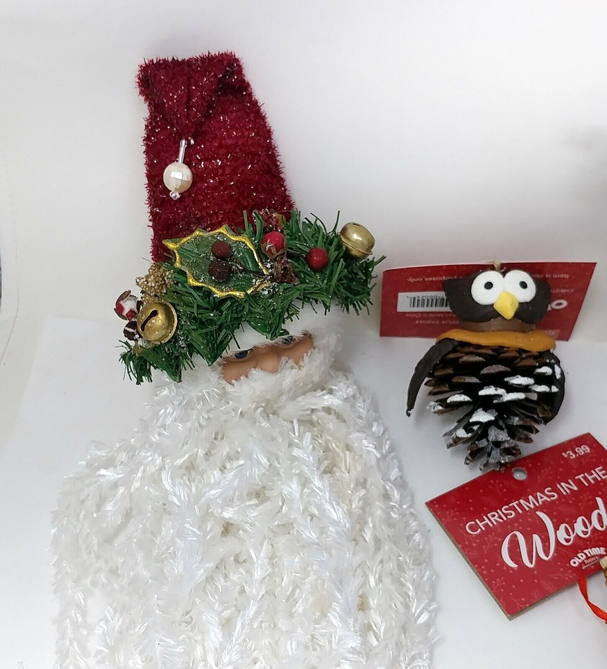 Christmas Tree Ornaments Vintage Lot 10 Wicker Wood Metal Felt Cones ...