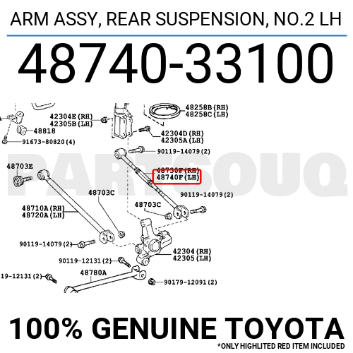 4874033100 Genuine Toyota ARM ASSY, REAR SUSPENSION, NO.2 LH 48740 ...