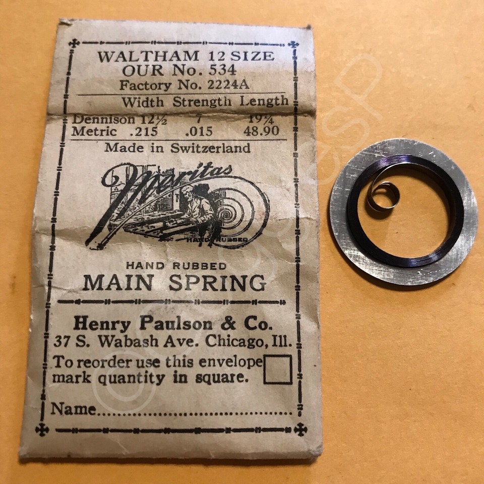 NOS Mainsprings for Waltham Watches 6s to 12s - Select A Style/Size | eBay