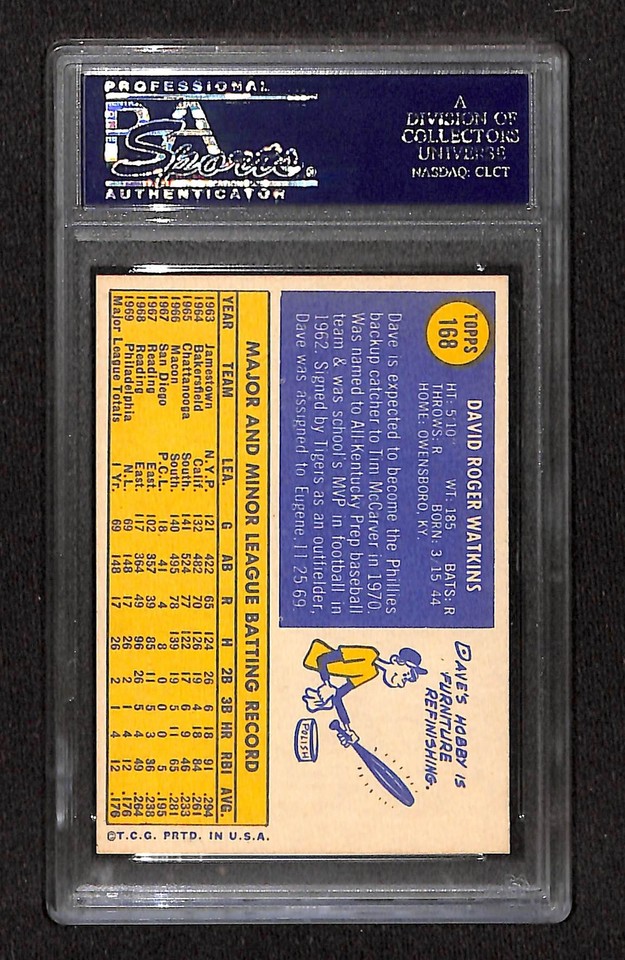 1970 TOPPS #168 DAVE WATKINS PSA 8 NM-MT 23570443 | eBay