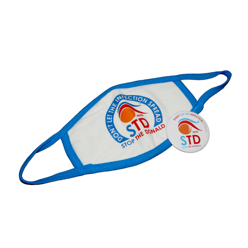Stop the Donald STD 2020 Donald Trump Face Mask & Political Pin Unused ...