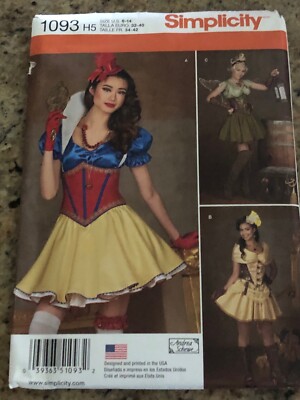 🌸 SIMPLICITY #1093-LADIES SEXY Snow White - TINKERBELL - BELLE PATTERN ...