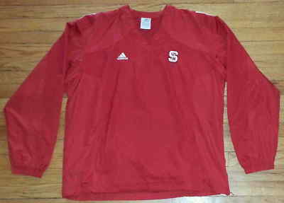 Adidas Windbreaker Red White Trim NC State Wolfpack L/S XL Jacket c1761 ...