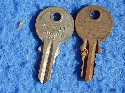 Wurlitzer Key WC 191 - Chicago Lock - wall box or cash box key ...