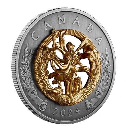 ALLEGORY of FREEDOM 2024 CANADA 5oz .9999 Pure Silver 3D on both sides ...
