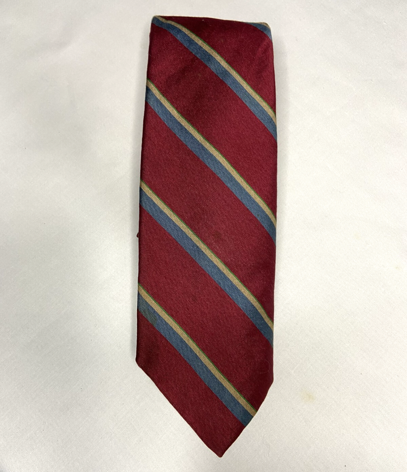 HATHAWAY Vtg 80s 90s Maroon Striped Silk NECKTIE TIE | eBay
