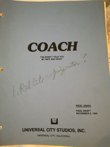 Television Script NBC Series "Coach" Universal City Studios (1988) | eBay