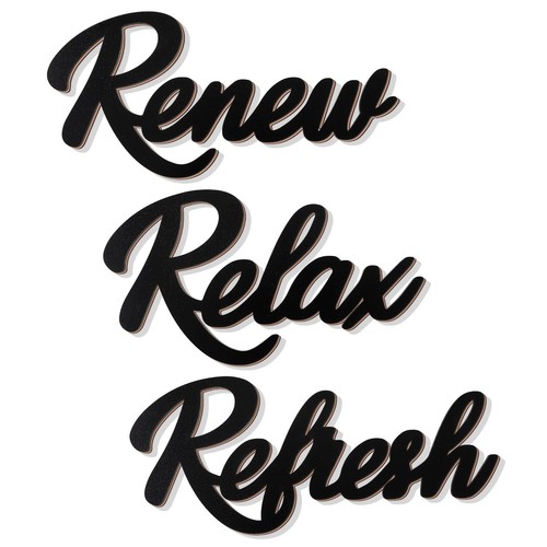 3PCS Relax, Renew, Refresh Bathroom Wall Art, Wooden Black Letter ...