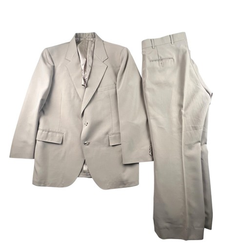 Vintage 70s Sears Leisure Suit Mens 44R Beige Jacket Blazer W38"xL29 ...