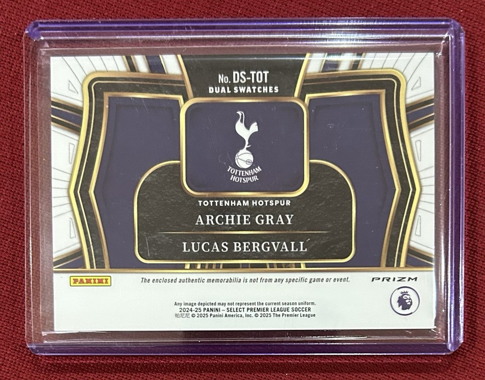 Archie Gray/Lucas Bergvall 2024-25 Panini Select EPL Dual Swatches ...