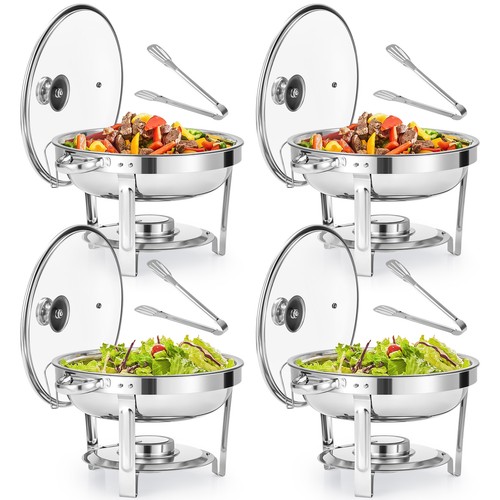 5/6QT Chafing Dish Buffet Set Stainless Steel Round Food Warmer for ...