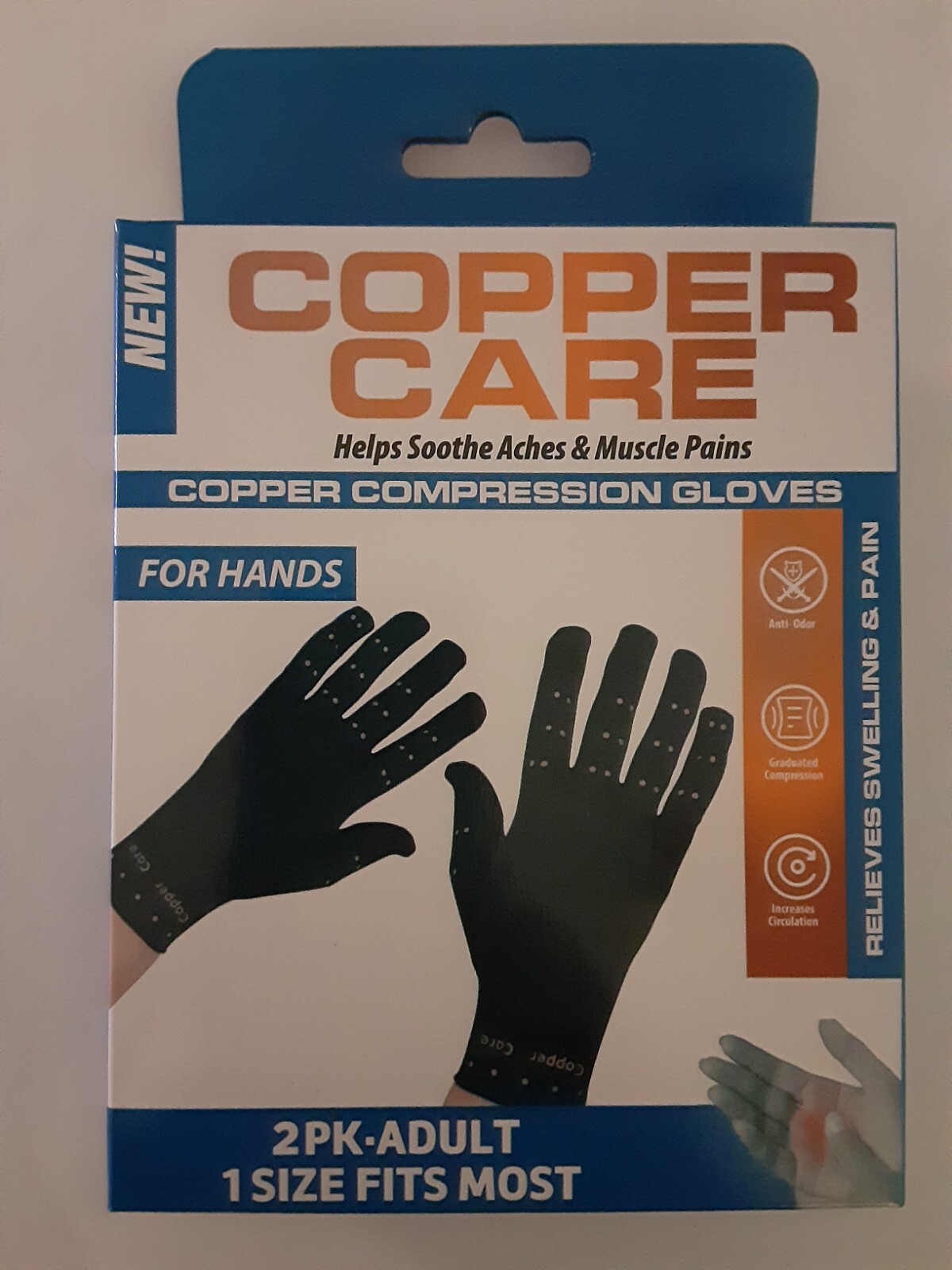 *NEW*- Copper Care Fit Hand Relief Compression Gloves UNISEX -ONE SIZE ...