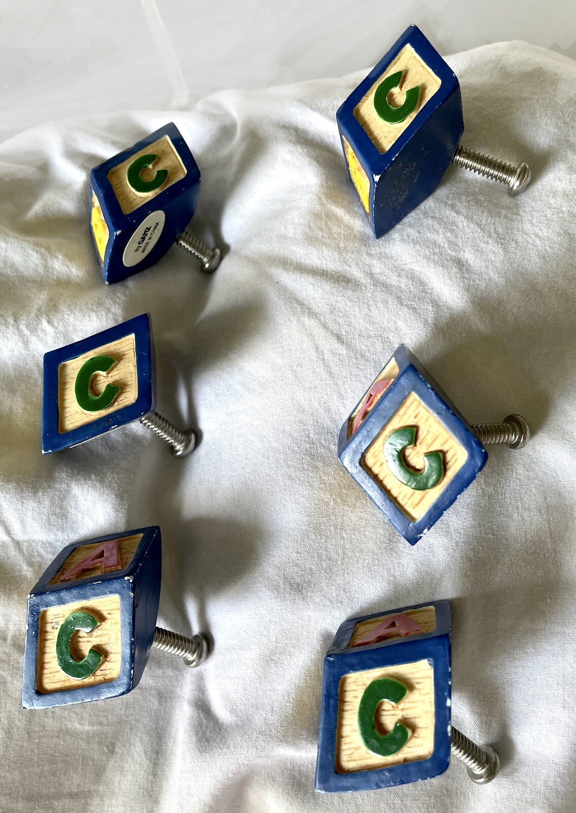 Set Of 6 Alphabet Colorful Wooden Cabinet Cupboard Dresser Drawer Pulls ...