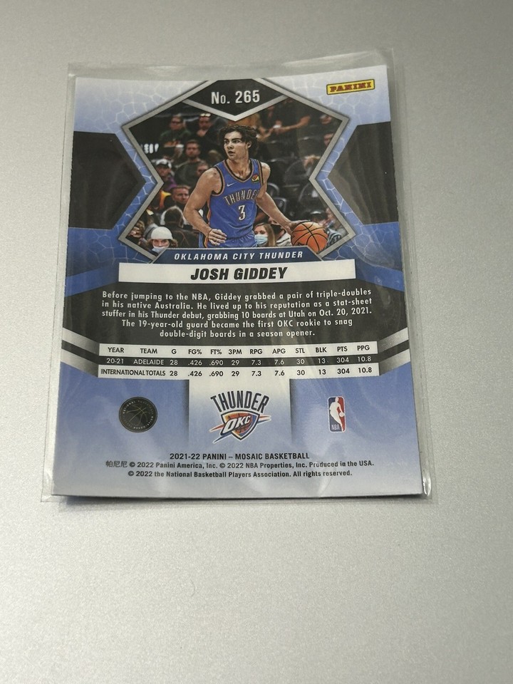 2021-2022 Panini Mosaic Josh Giddy #265 OKC Thunder Rookie Rc | eBay