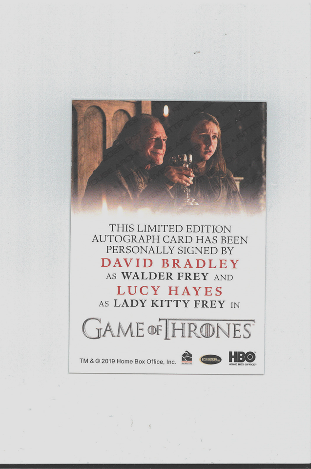 Rittenhouse Game of Thrones Autograph David Bradley Auto DUAL Lucy ...