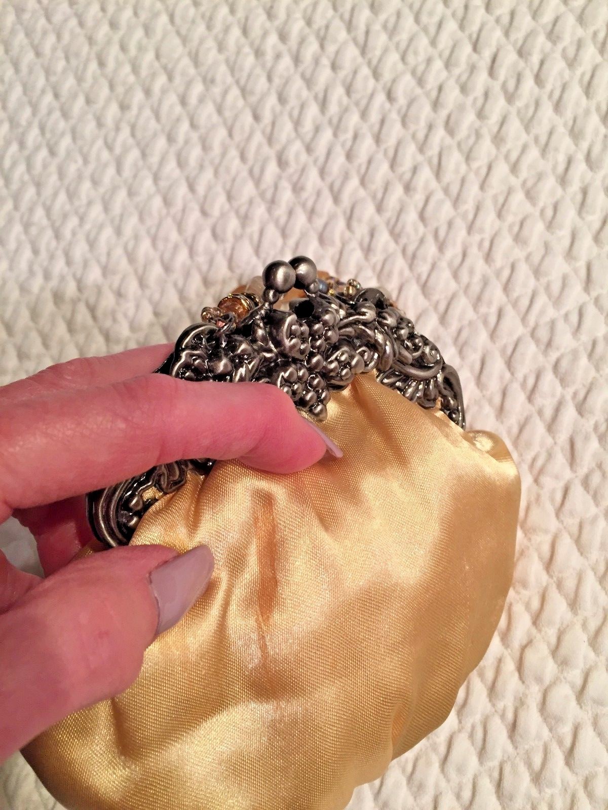 WOMEN'S DESIGNER, PORTAFLORA, YELLOW, SILK-LIKE FABRIC EVENING PURSE ...