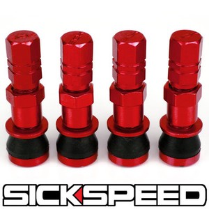4 PC RED ALUMINUM VALVE STEMS WITH CAPS FOR TIRE/WHEEL/RIM/CAR/TRUCK ...