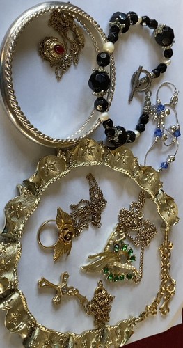 Vintage Modern Jewelry Lot Necklace Choker Bracelet Signed PD STAR Rose ...